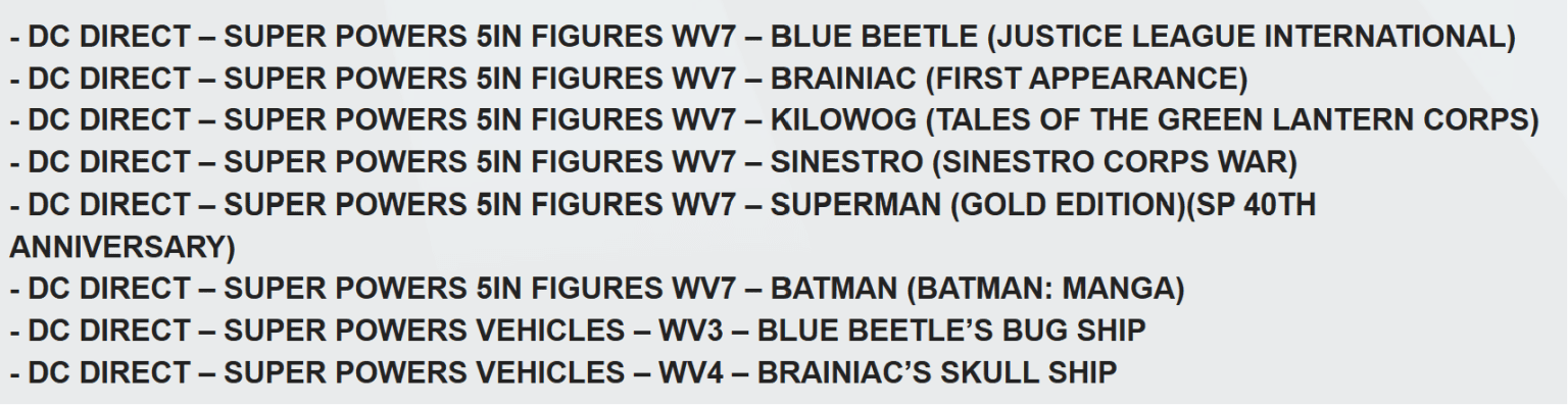 McFarlane DC Super Powers Wave 7 Listings