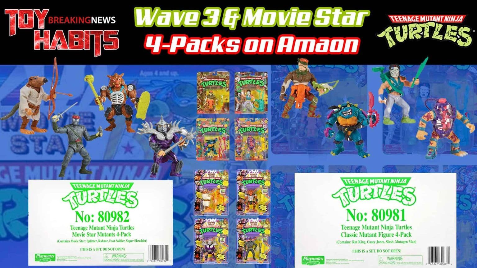 TMNT Classics Wave 3 & Movie Star Mutants 4-Packs on Amazon