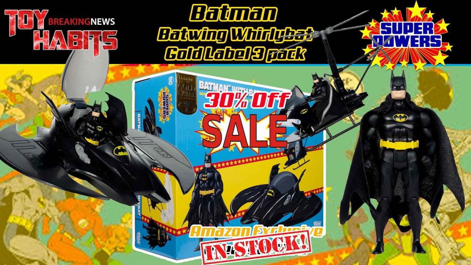McFarlane DC Super Powers Batman Batwing Whirlybat 3pk