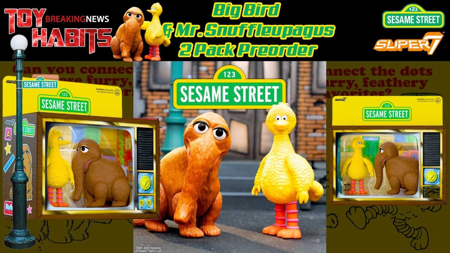 Sesame Street Super7 ReAction Big Bird and Mr. Snuffleupagus